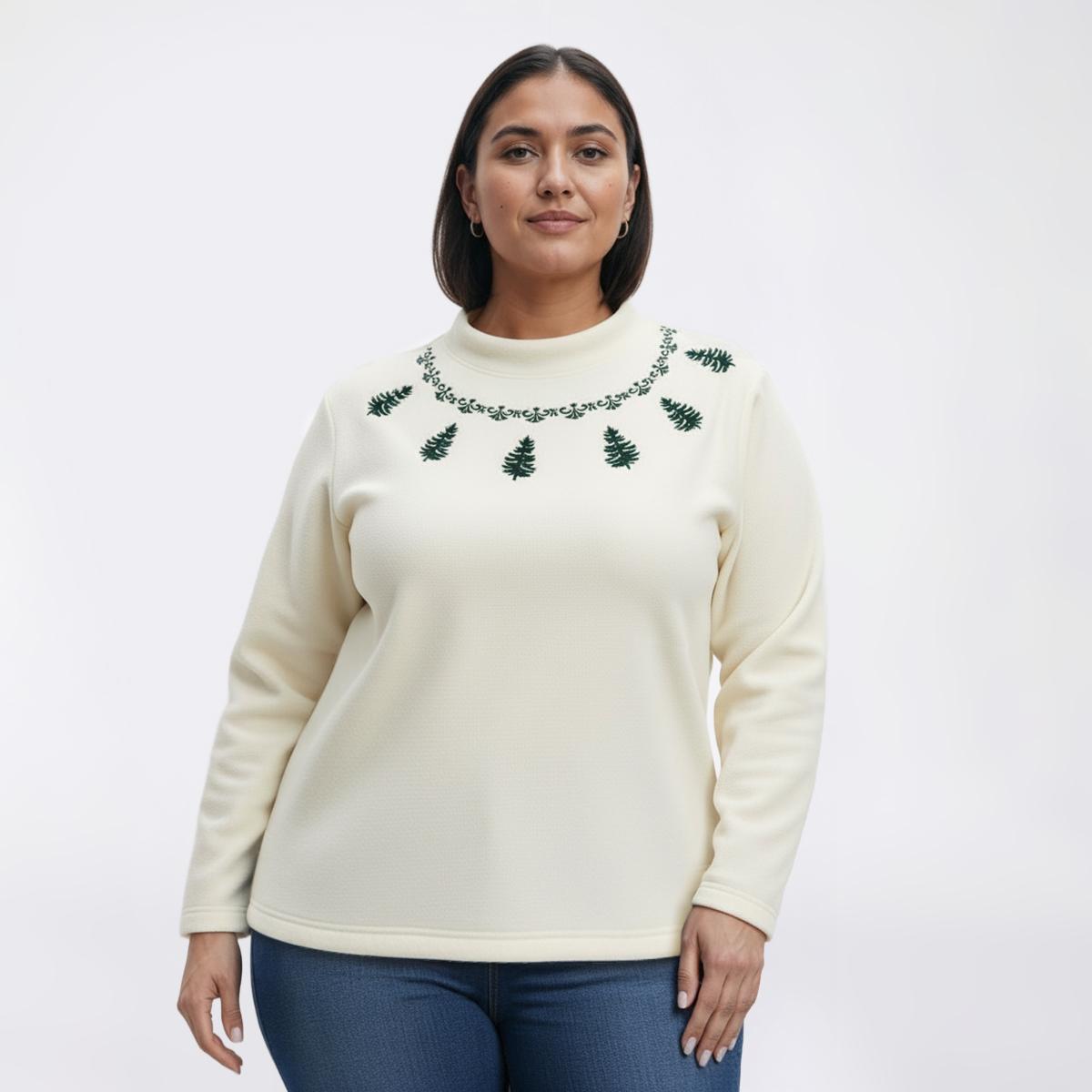 Click here for Plus Size Bonnie Evans Tree Fair Isle Polar Fleece... prices